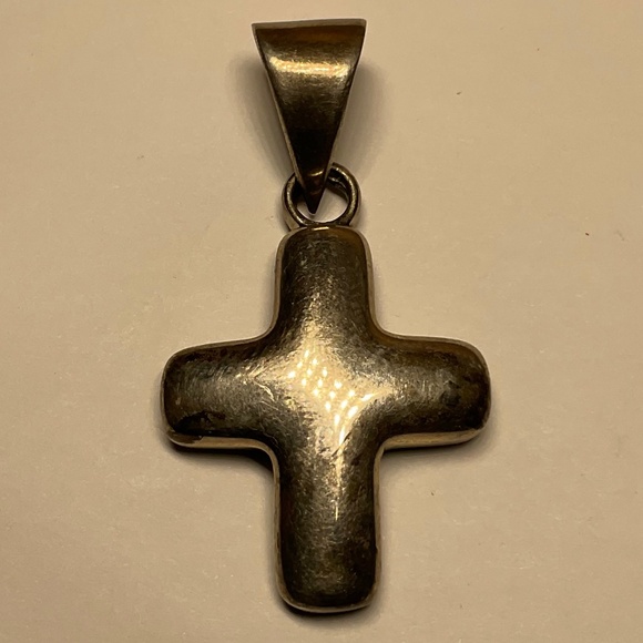 Jewelry | Vintage Sterling Silver Puff Cross Pendant 175 Inches Long ...